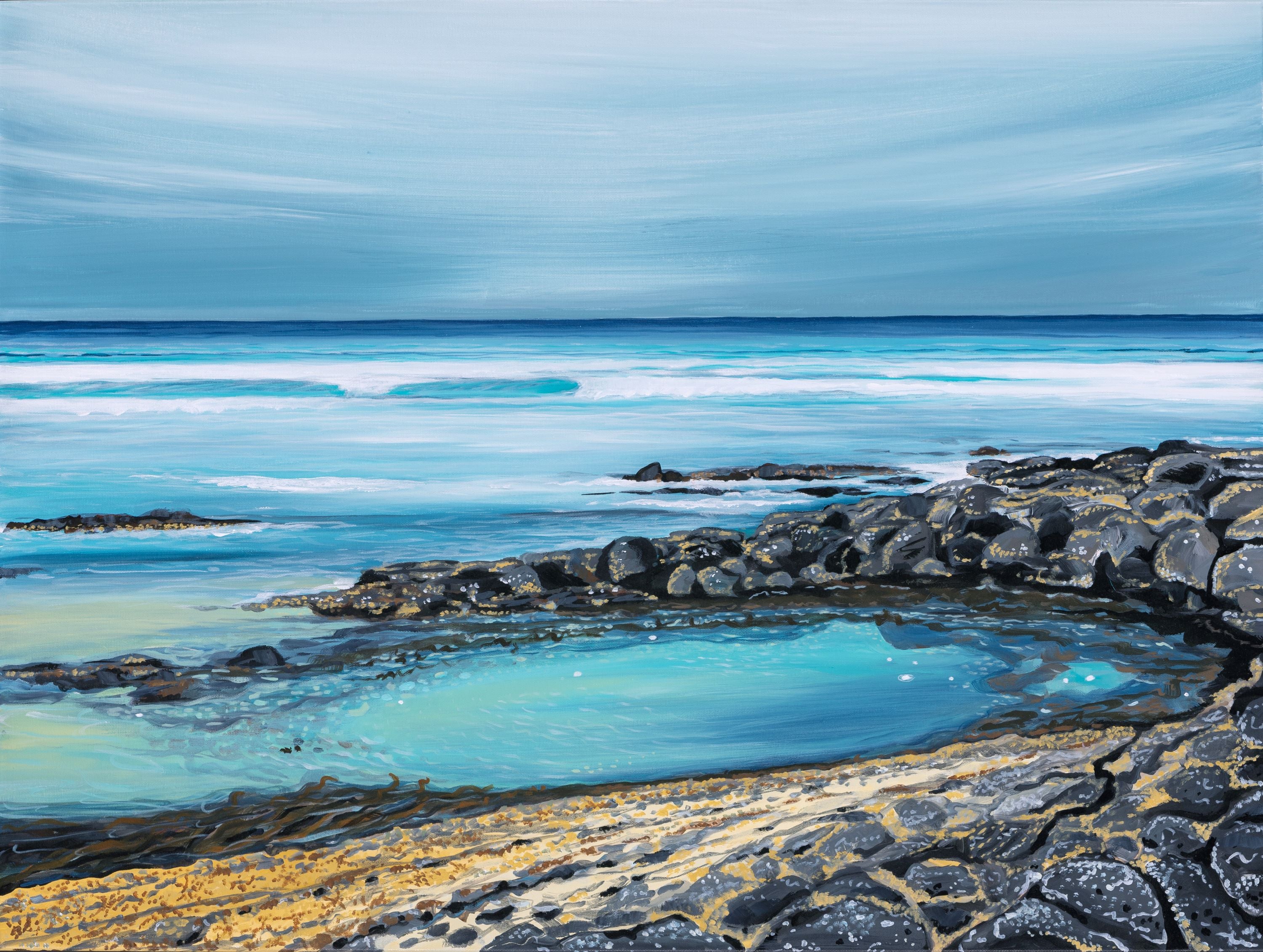Fine Art Canvas Print - Berry's beach rockpool – Jacquie Chambers Art